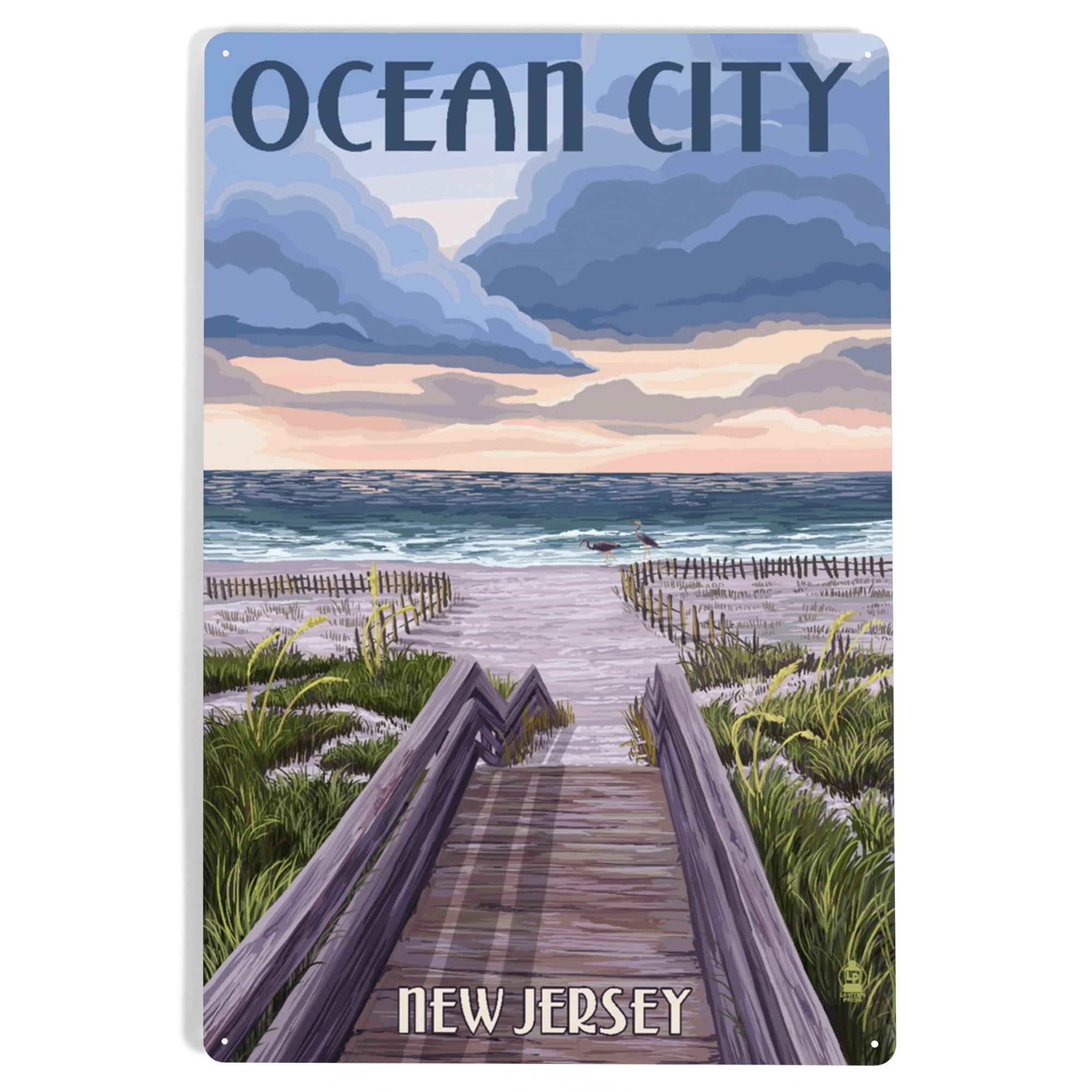 Ocean City, New Jersey, Beach Boardwalk Scene (12x18 Aluminum Art ...