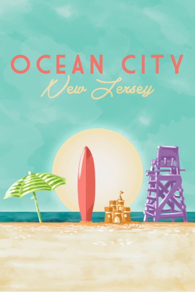 Ocean City, New Jersey, Beach Scene (24x36 Giclee Gallery Art Print ...