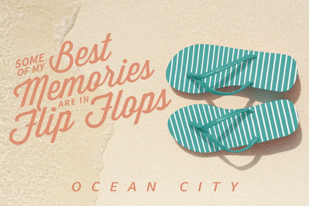 Ocean City, New Jersey, Flip Flops on Beach (36x54 Giclee Gallery Art ...