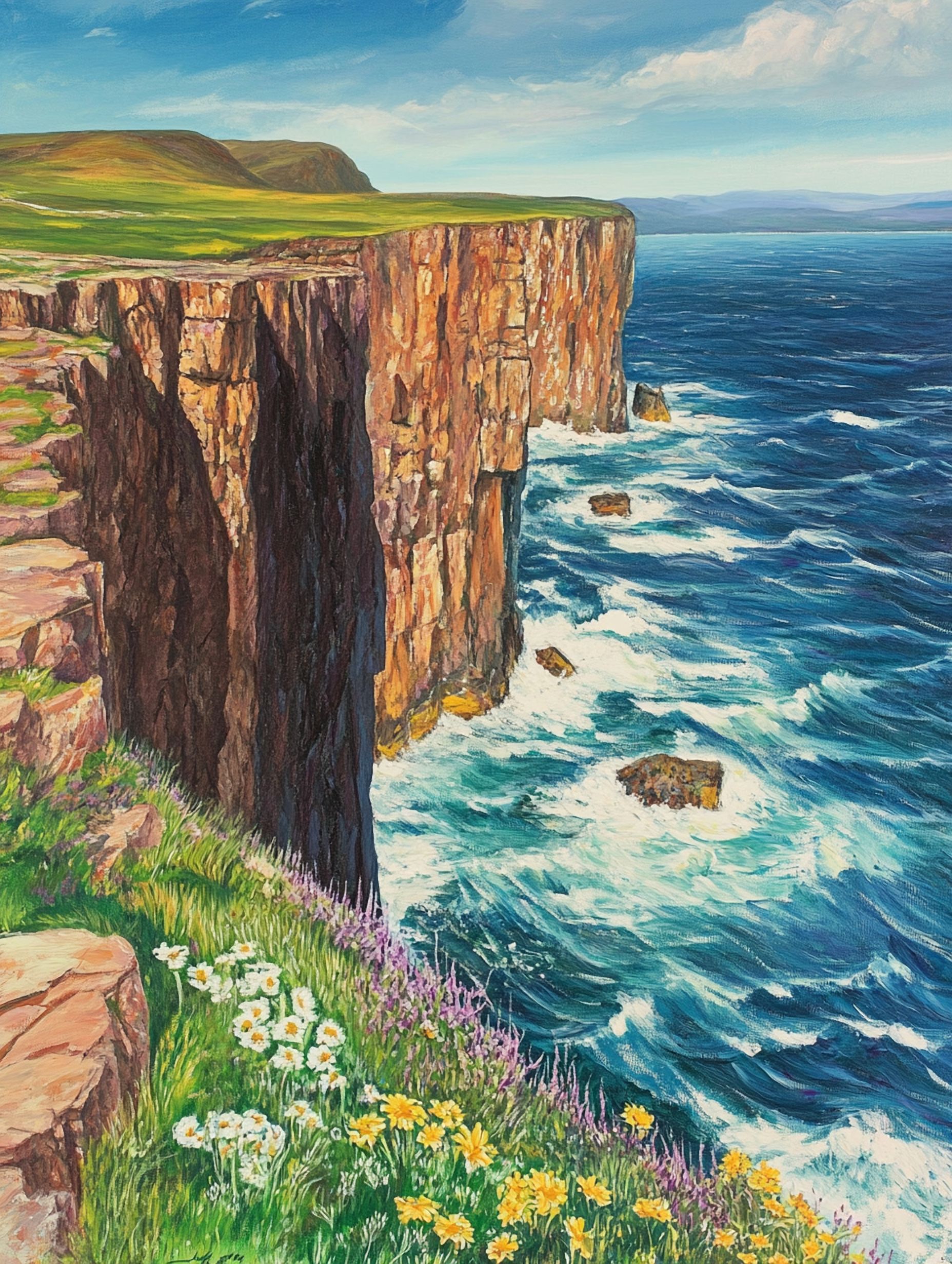 Ocean Cliff Canvas Painting，Suitable for Living Room， Bedroom， Office ...