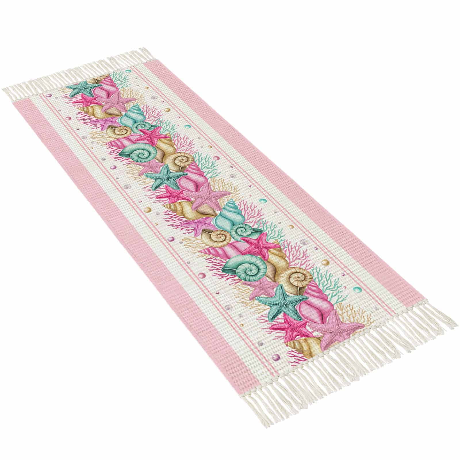 Ocean Coastal Kitchen Runner Rug 2x5 Bedside Rug with Tassel Woven ...