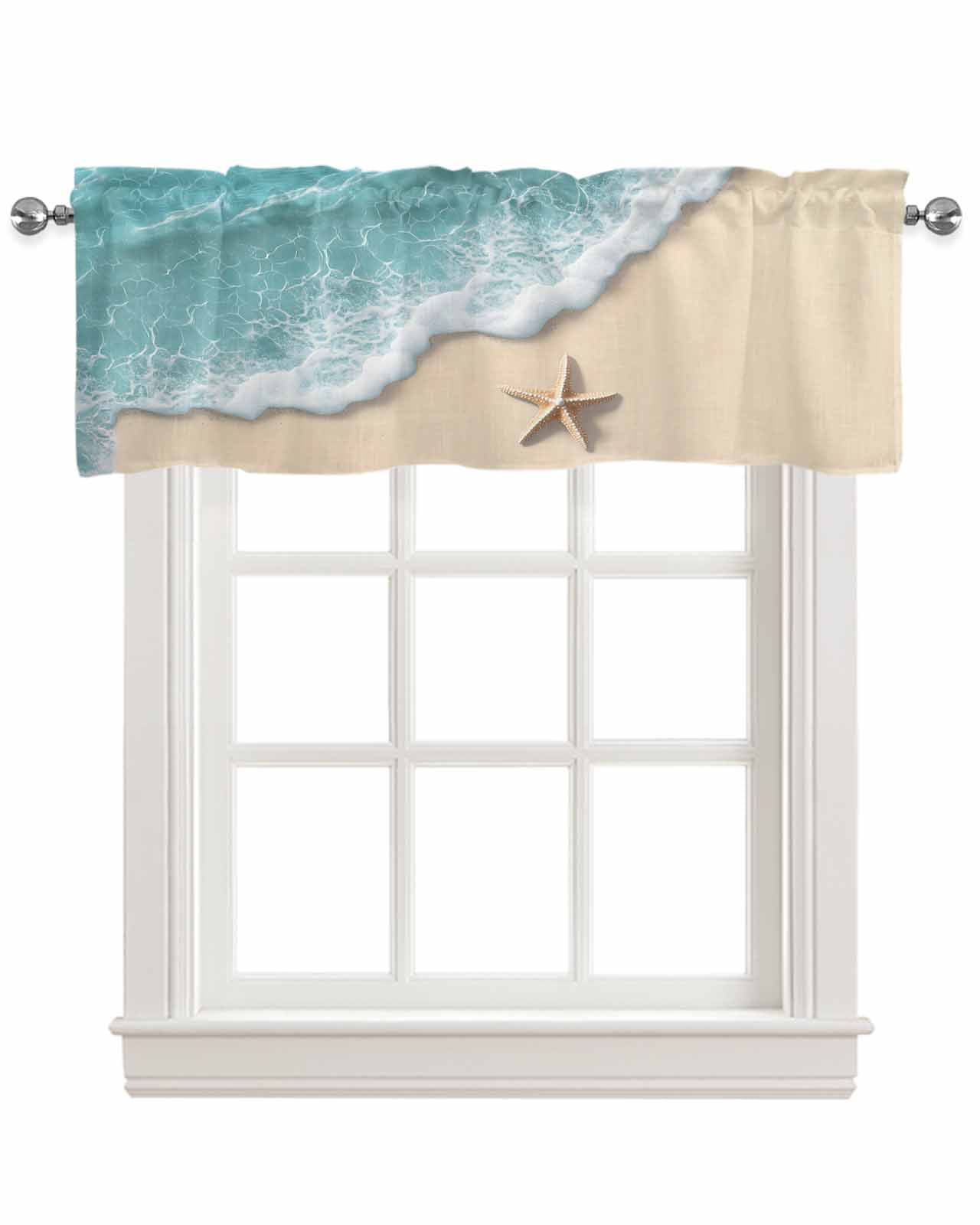 Ocean Coastal Kitchen Valances for Windows Farmhouse Linen Window ...
