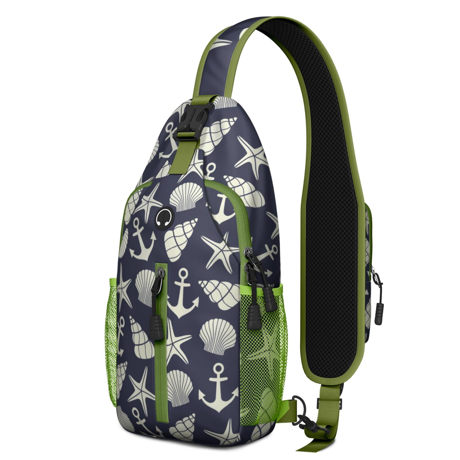 Ocean Coastal Nautical Sling Backpack with Boat, Anchor, and Maritime ...