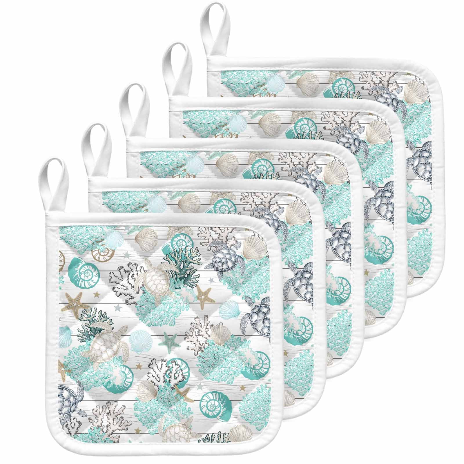 Ocean Coastal Pot Holders for Kitchen Heatproof Potholder, 5 Pack ...