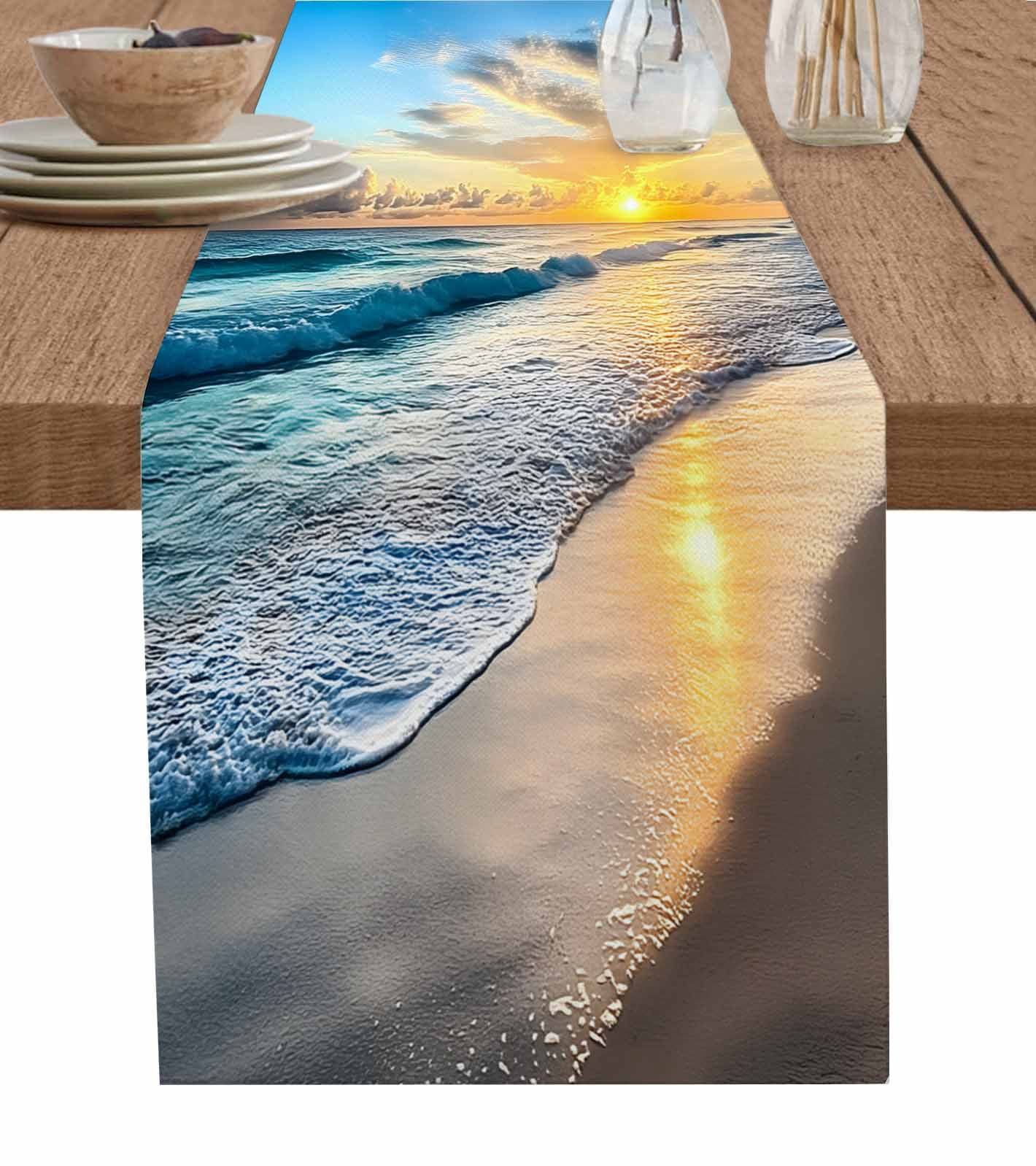 Ocean Coastal Table Runner Beach Sun Blue Sky Nature Scenery ...