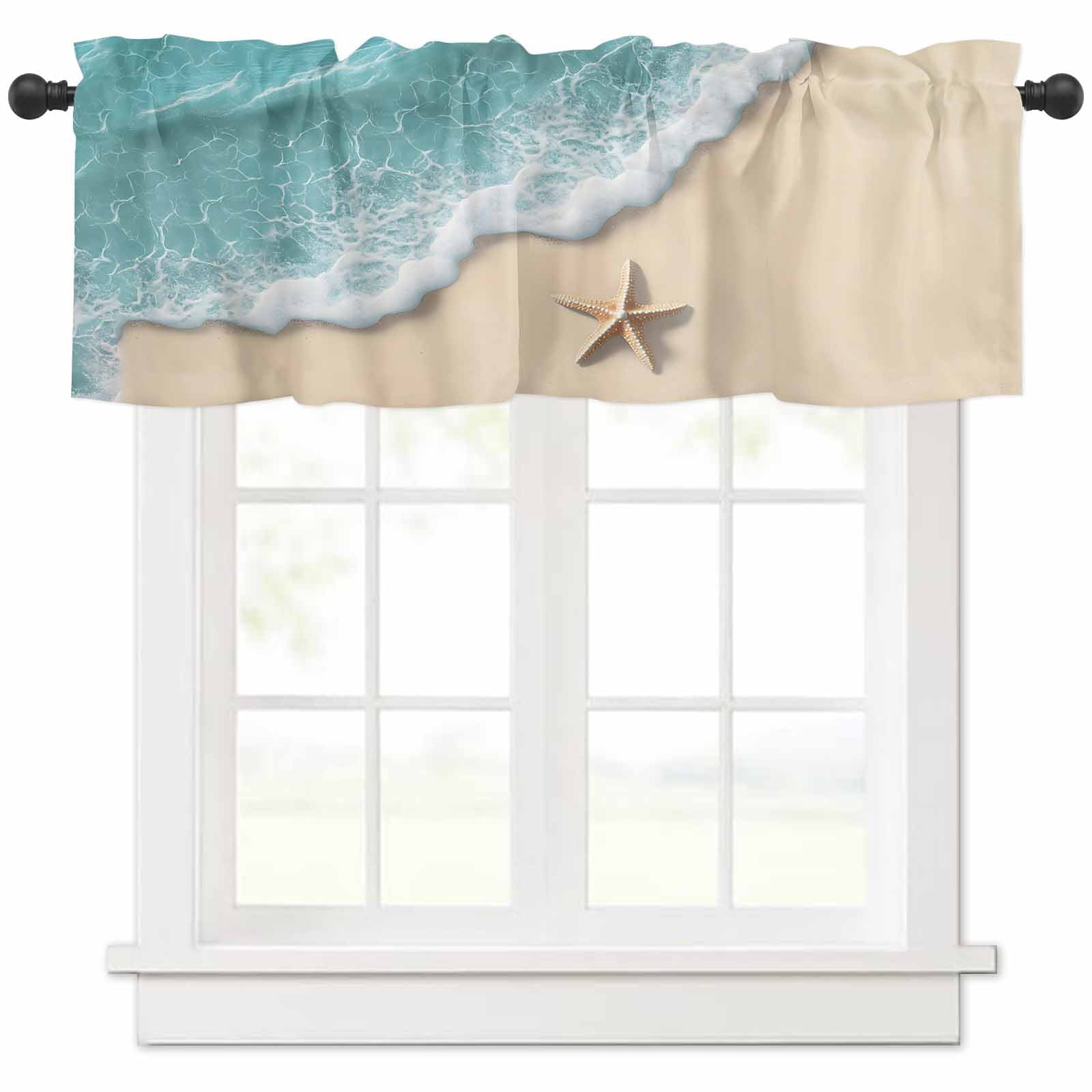 Ocean Coastal Valances for Windows Farmhouse Kitchen Curtains Valances ...