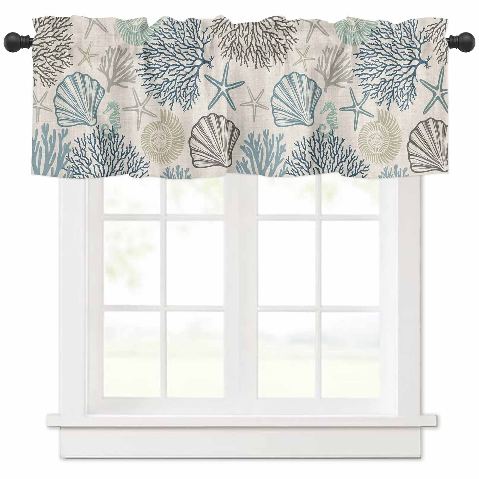 Ocean Coastal Valances for Windows Farmhouse Kitchen Curtains Valances ...