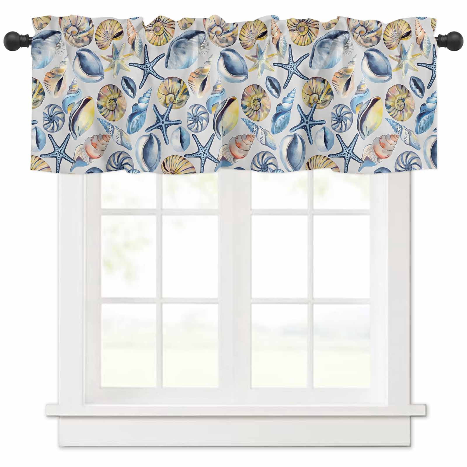 Ocean Coastal Valances for Windows Farmhouse Kitchen Curtains Valances ...