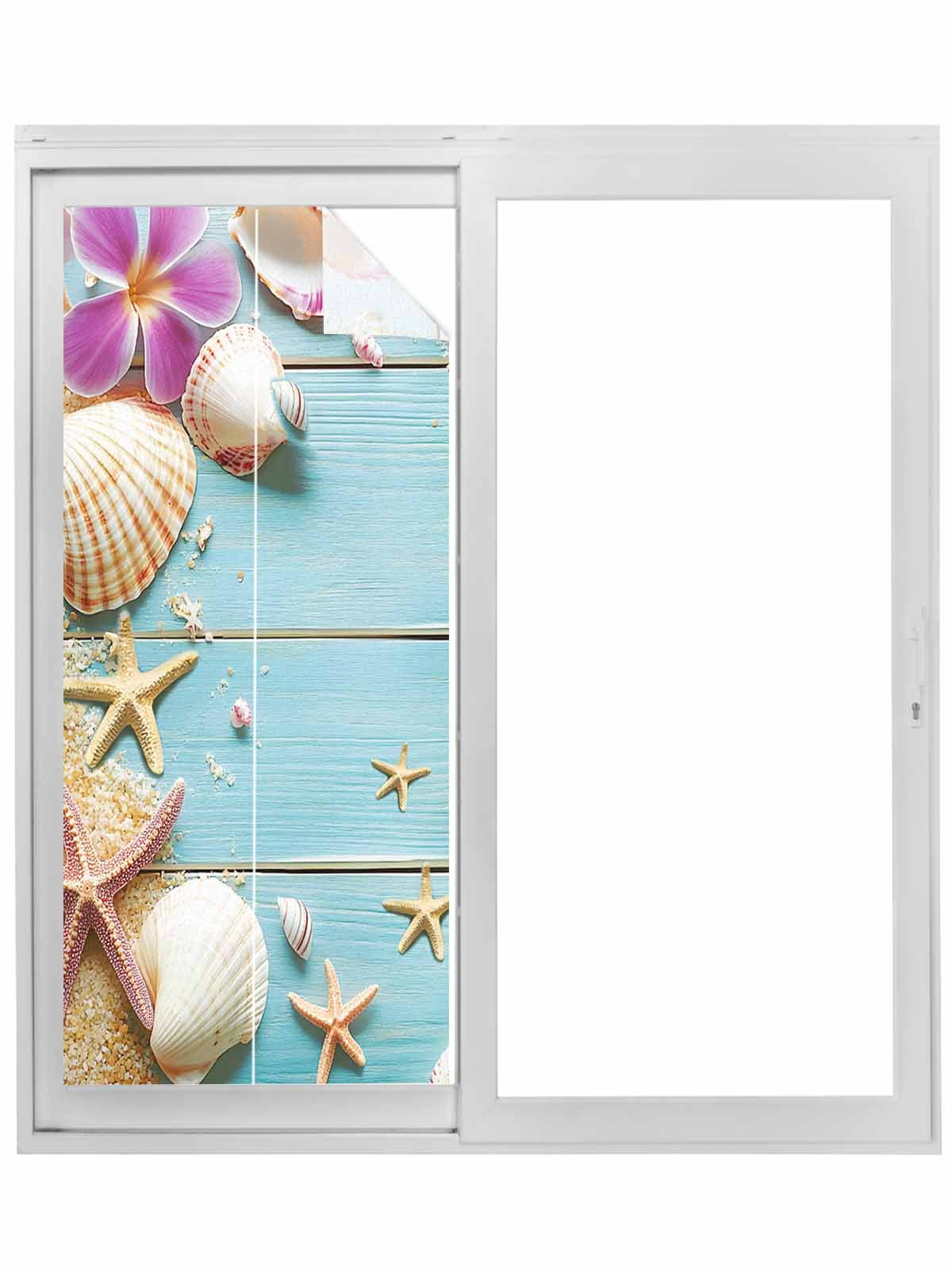Ocean Coastal Window Privacy Film Stained Glass Window Film Decorative ...