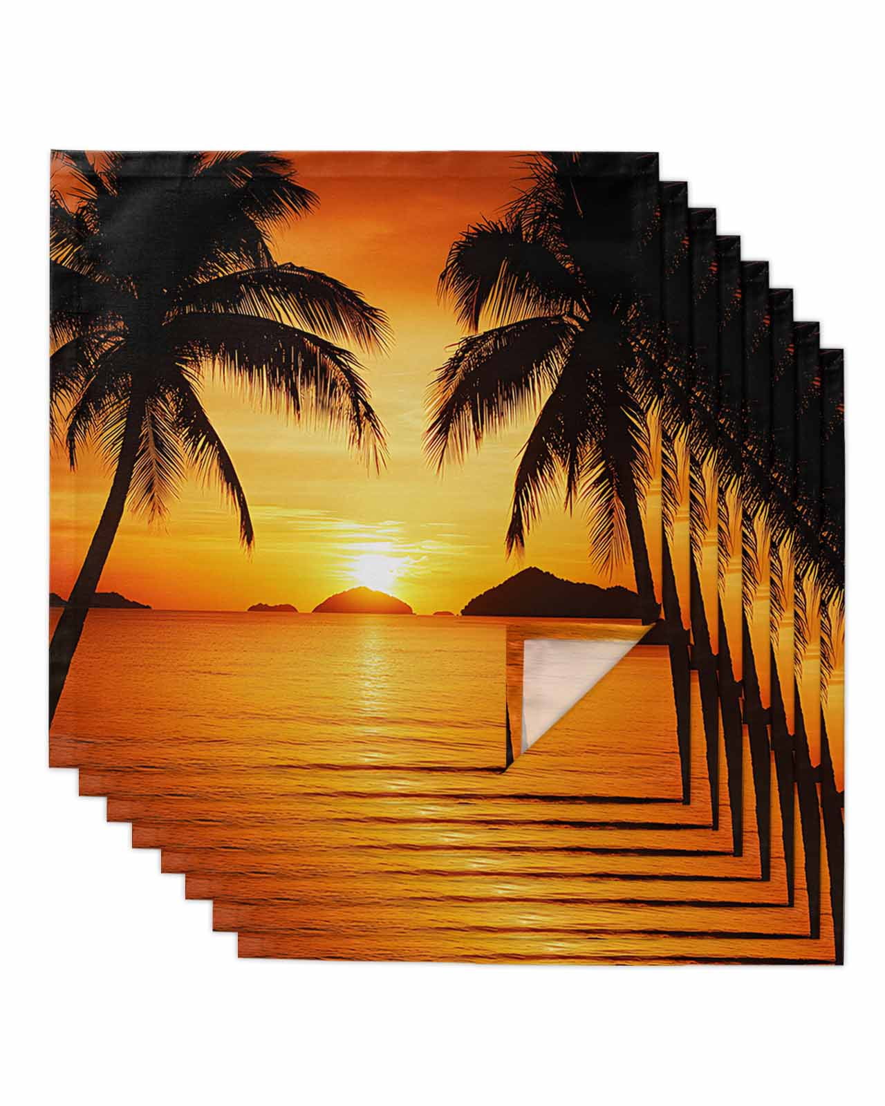 Ocean Coconut Cloth Napkins Set of 8 Reusable Dinner Napkins, Orange ...