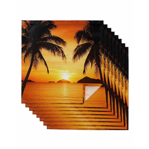Ocean Coconut Cloth Napkins Set of 8 Reusable Dinner Napkins, Orange ...