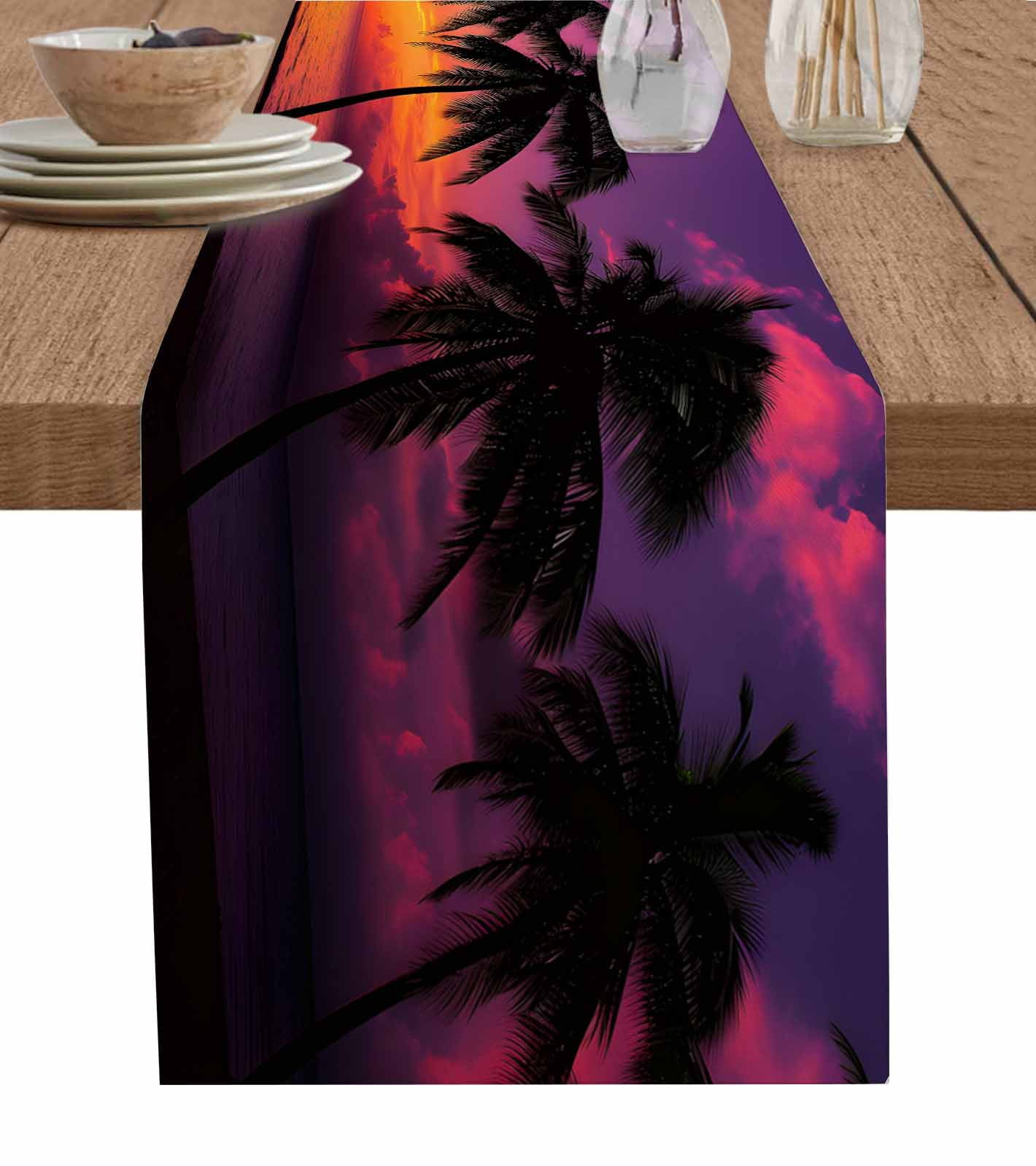 Ocean Coconut Table Runner 120 Inches, Modern Beach Sunset Seashore ...