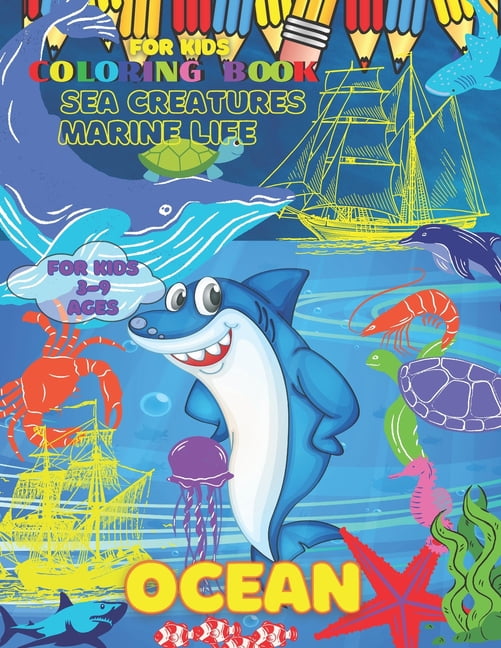 Ocean Coloring Book Sea Creatures Marine Life For Kids - Walmart.com
