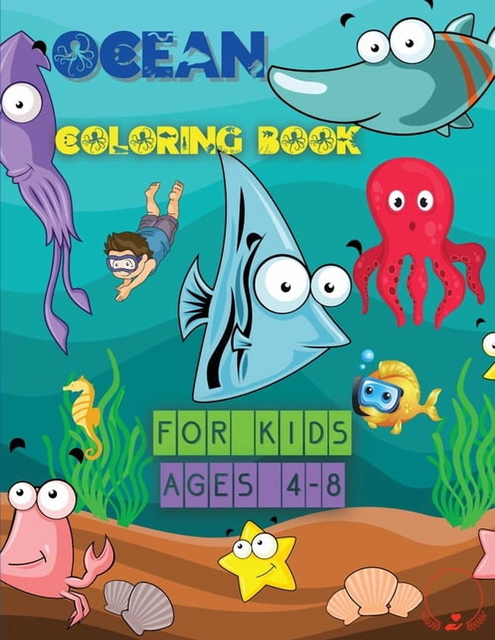 Ocean Coloring Book for Kids: Awesome Ocean Animals, Designs for Little ...