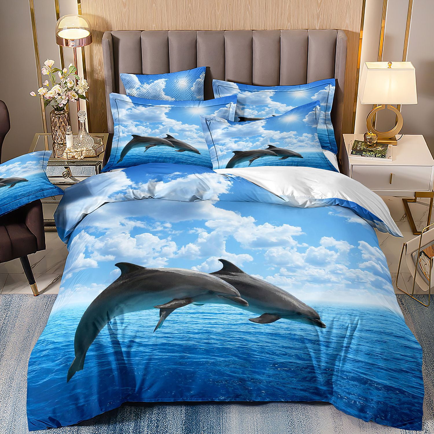 Ocean Comforter Cover Set, 3D Dolphin Bedding Sets for Children Kids ...