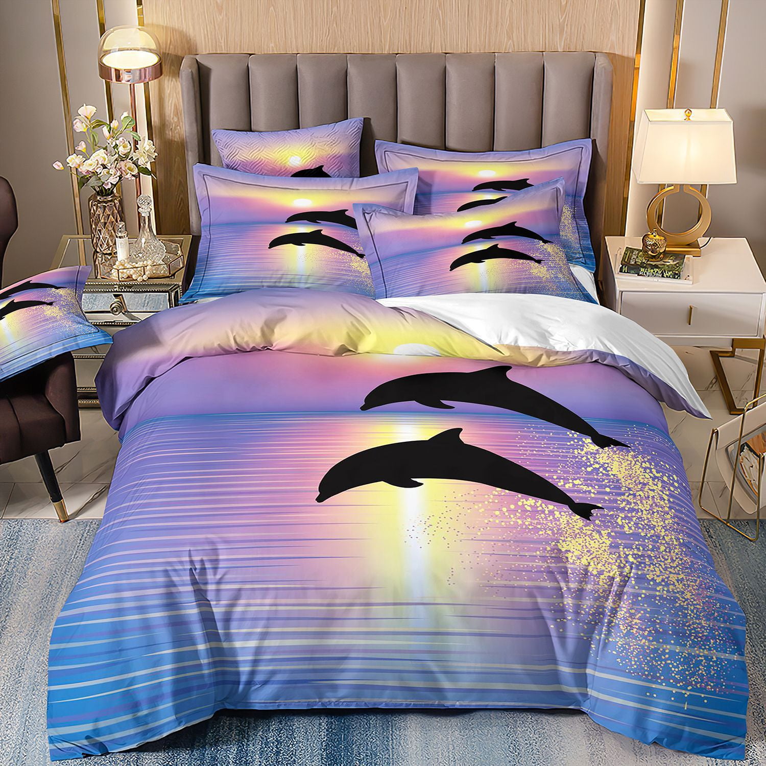 Ocean Comforter Cover Set, 3D Dolphin Bedding Sets for Children Kids ...
