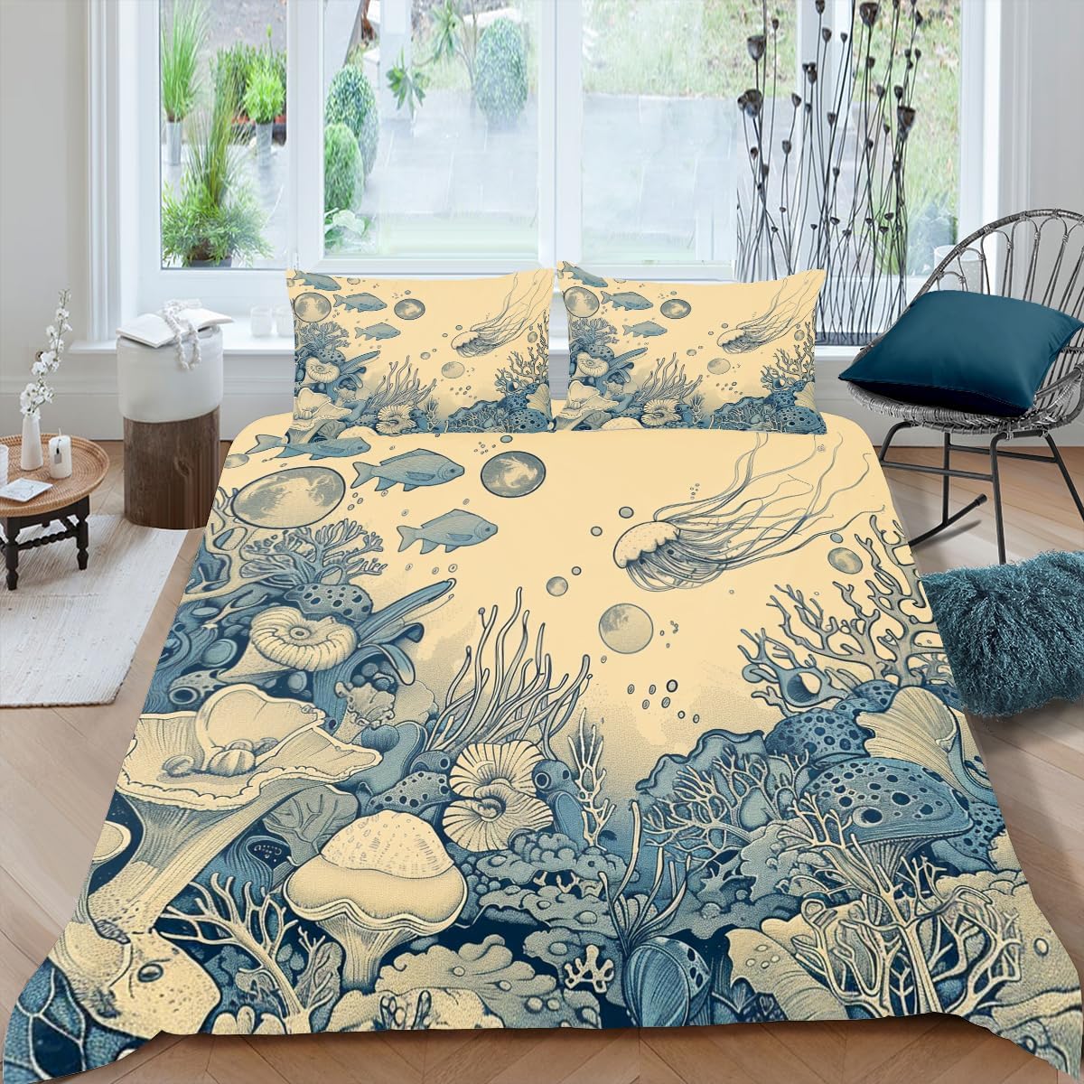 Ocean Comforter Cover Underwater World Duvet Cover Kids Sea Theme Bed ...