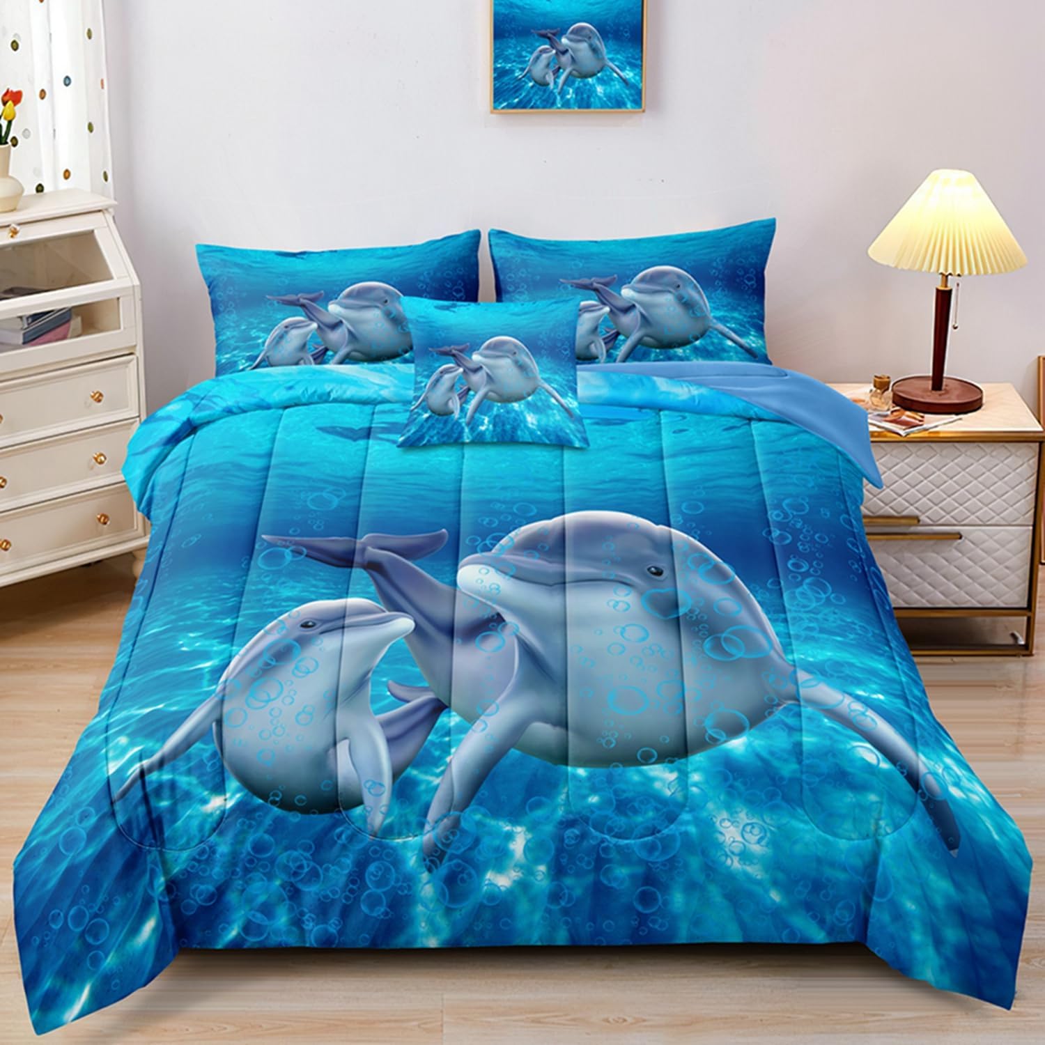 Ocean Comforter Size 6 Pieces Beach Bed in a Bag Set Tropical Palm Tree ...