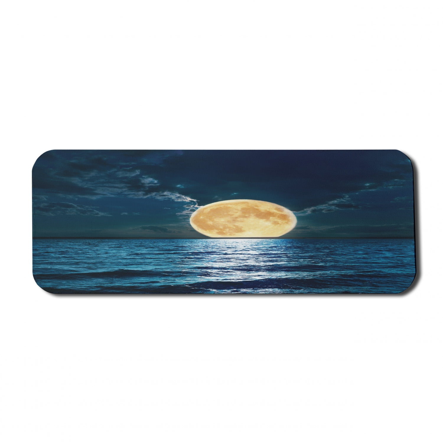 Ocean Computer Mouse Pad, Super Moon over Ocean Surface Midnight View ...