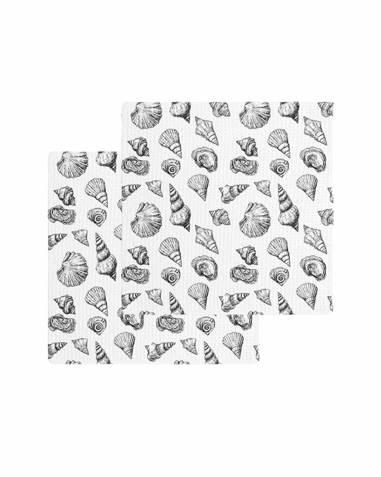 Ocean Conch Nautilus Kitchen Dish Towels for Drying Dishes Set of 2 ...