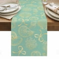 Ocean Conch Shell Table Runner Coastal Seahorse Coral Bows Vintage Aqua ...