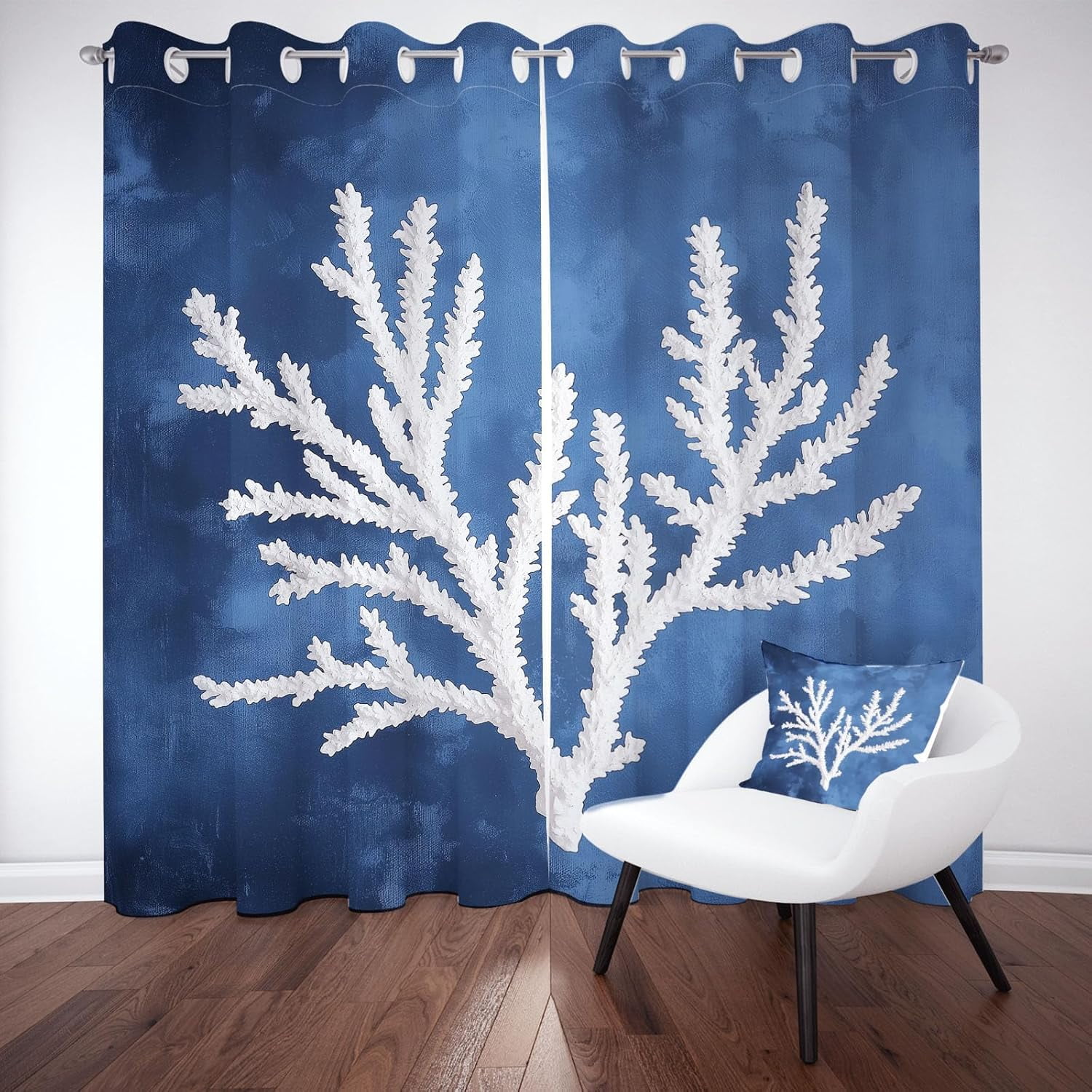 Ocean Coral Blackout Curtains For Bedroom, Marine Life Grommets ...