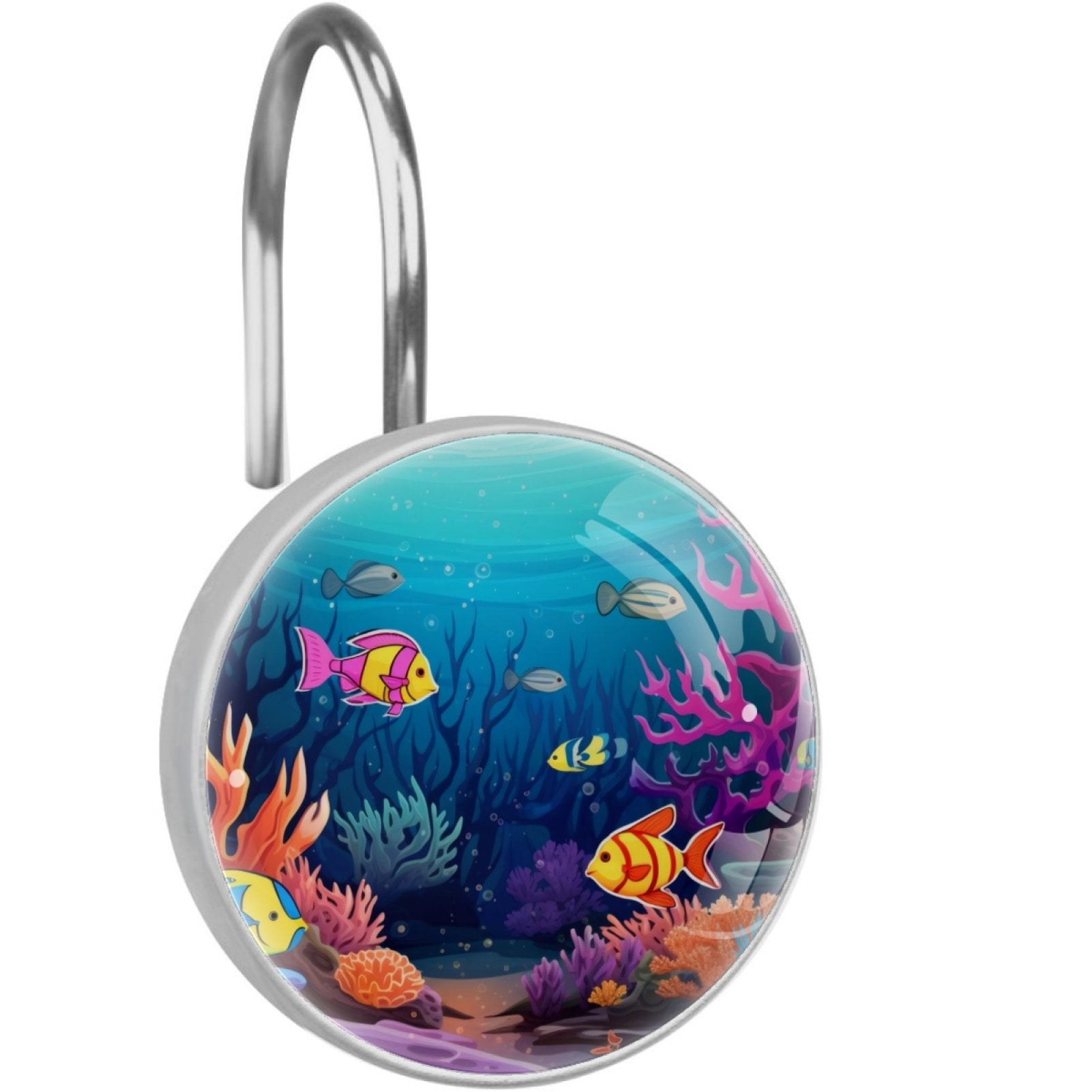 Ocean Coral Fish Shower Curtain Hooks Rings, Set of 12 Rust Proof Rod ...