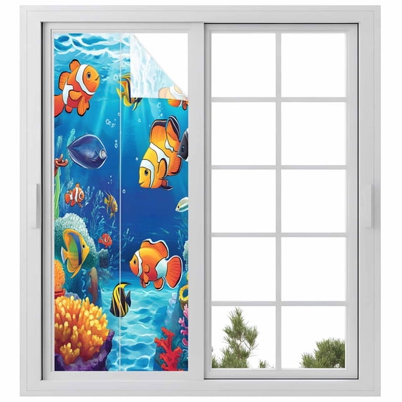 Ocean Coral Fish Window Privacy Film, Colorful Underwater World ...