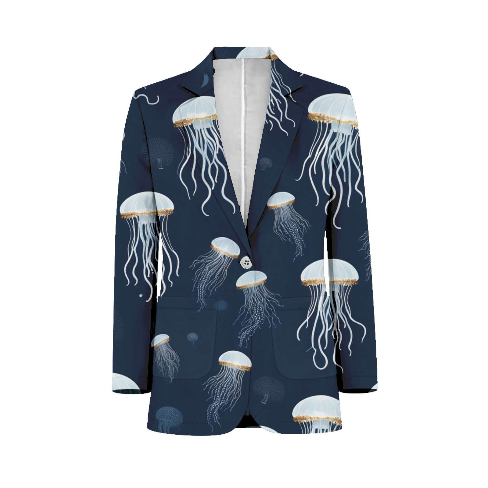 Ocean Coral Jellyfish Print Mens Suits Shawl Collar Slim Fit Suit Mens ...