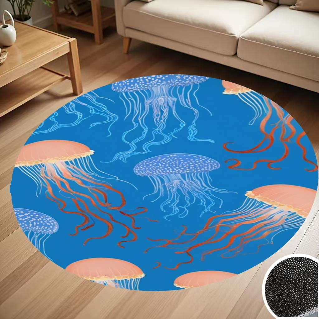 Ocean Coral Jellyfish Print Round Carpet Living Room Bedroom Home ...