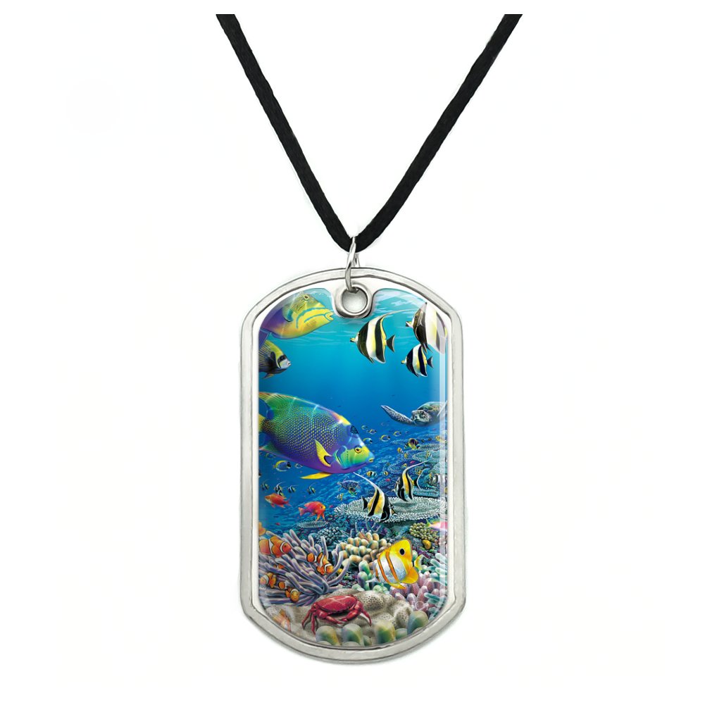Ocean Coral Reef Angel Fish Garden Diving Military Dog Tag Pendant ...