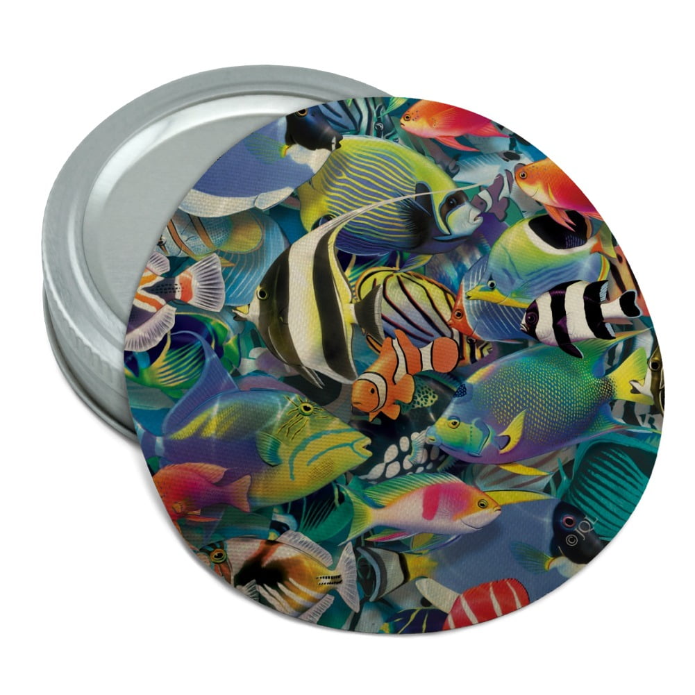 Ocean Coral Reef Fish Jam Diving Pattern Round Rubber Non-Slip Jar ...