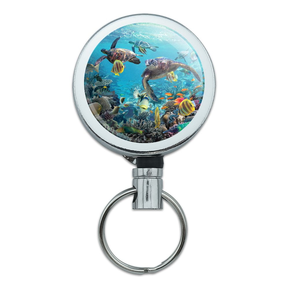 Ocean Coral Reef Sea Turtles Diving Heavy Duty Metal Retractable Reel ...