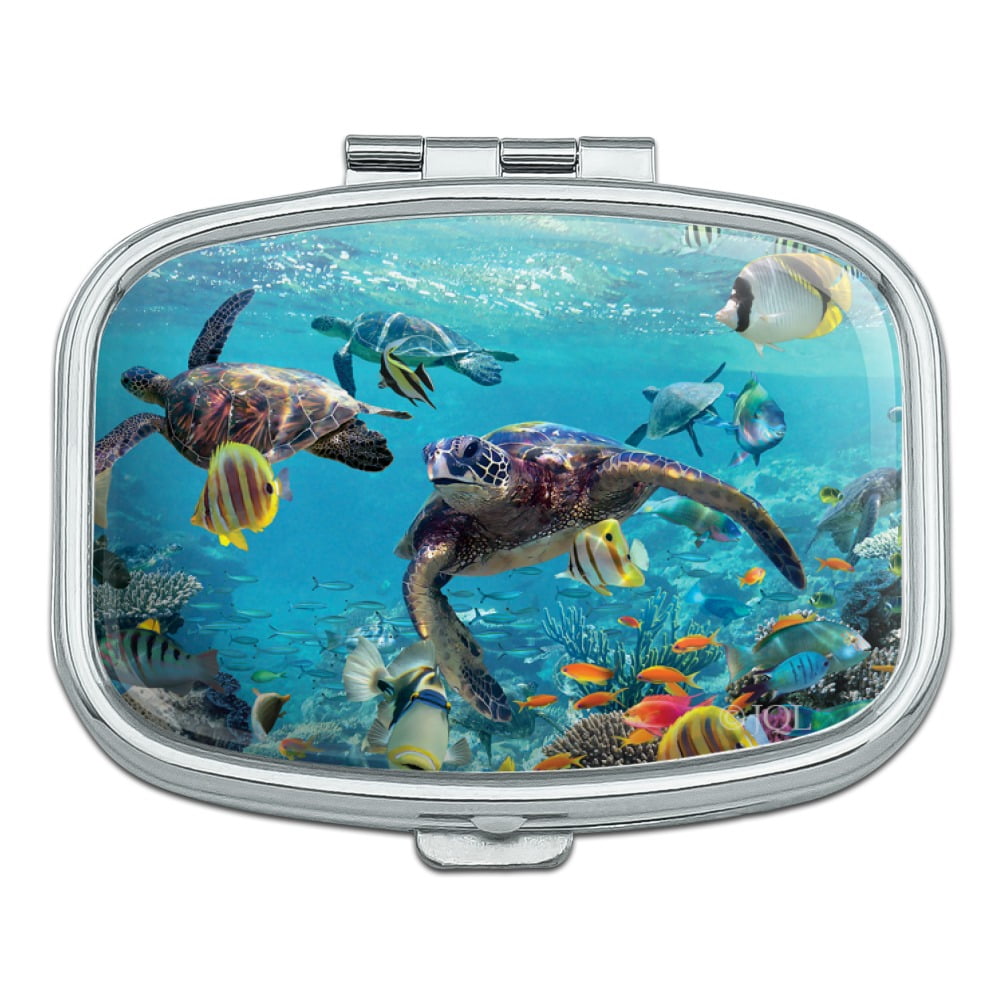 Ocean Coral Reef Sea Turtles Diving Rectangle Pill Case Trinket Gift ...