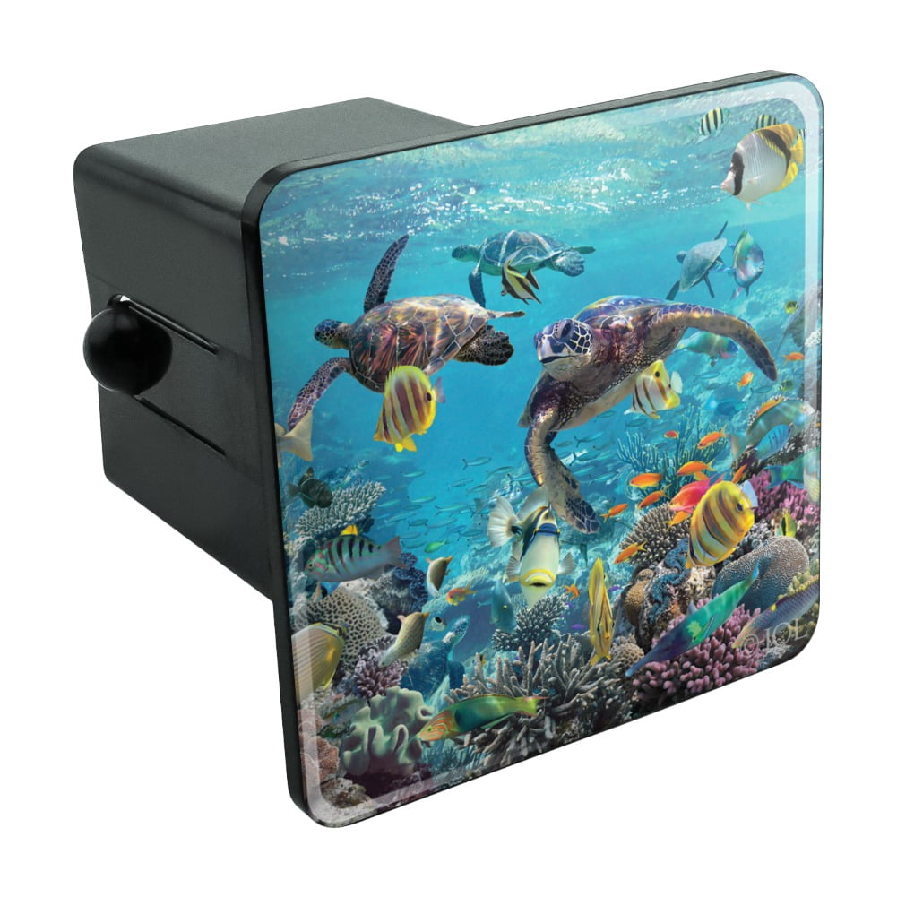 Ocean Coral Reef Sea Turtles Diving Tow Trailer Hitch Cover Plug Insert ...