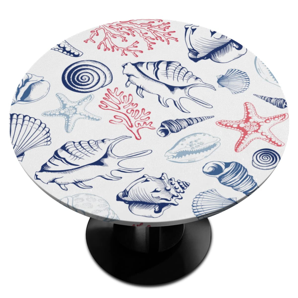 Ocean Coral Shell Round Table Cloth Fitted Tablecloth Waterproof Table ...