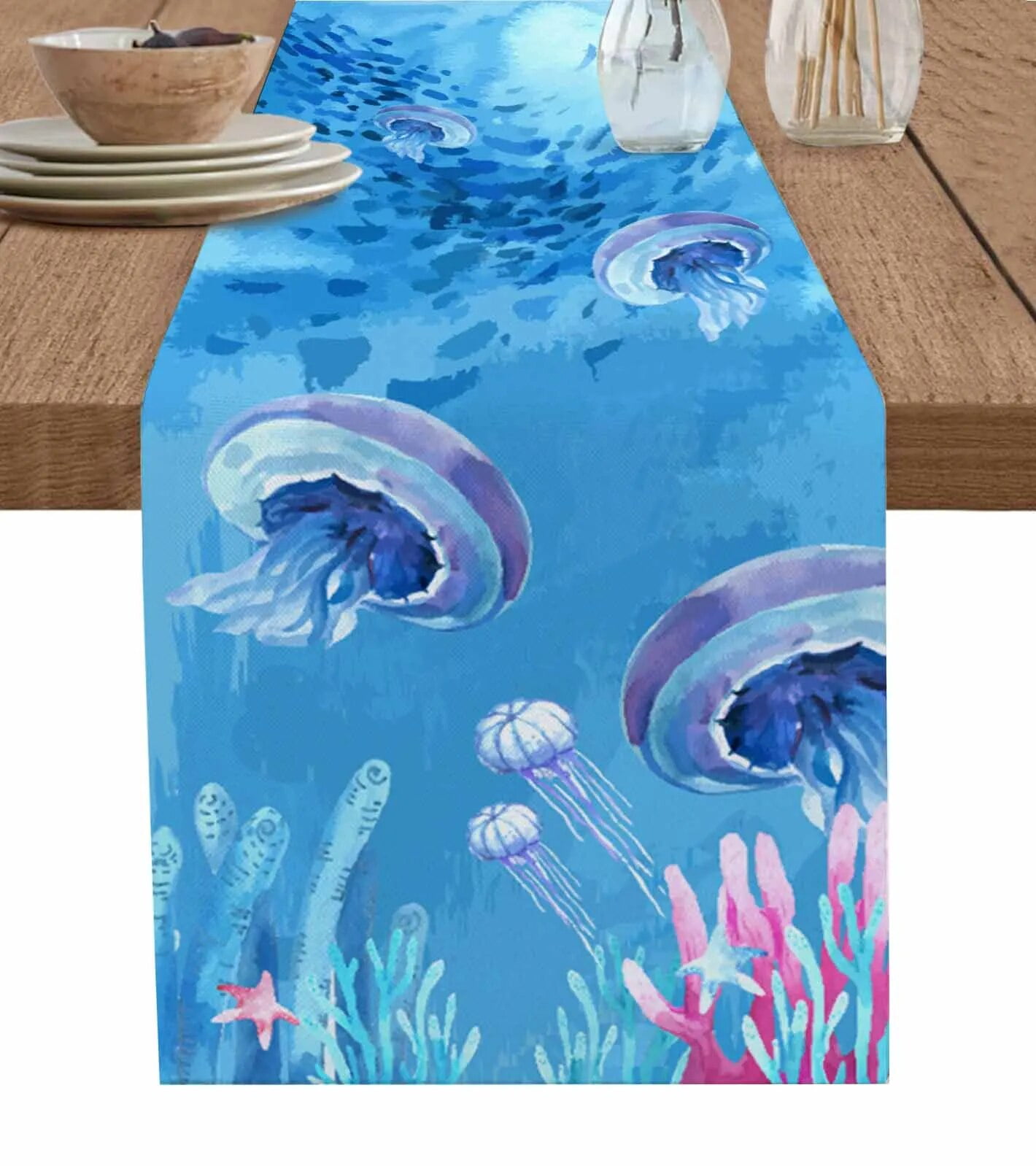 Ocean Coral StarJellyShoal Summer Table Runners Dining Room Coffee Home ...