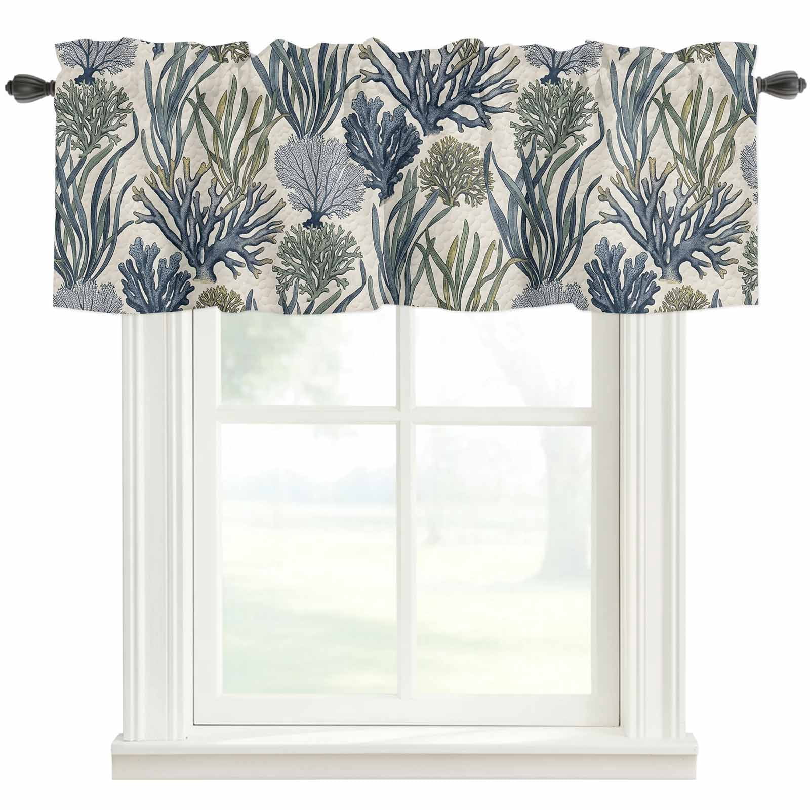 Ocean Coral Valances for Windows Country Rustic Nautical Coastal Sea ...