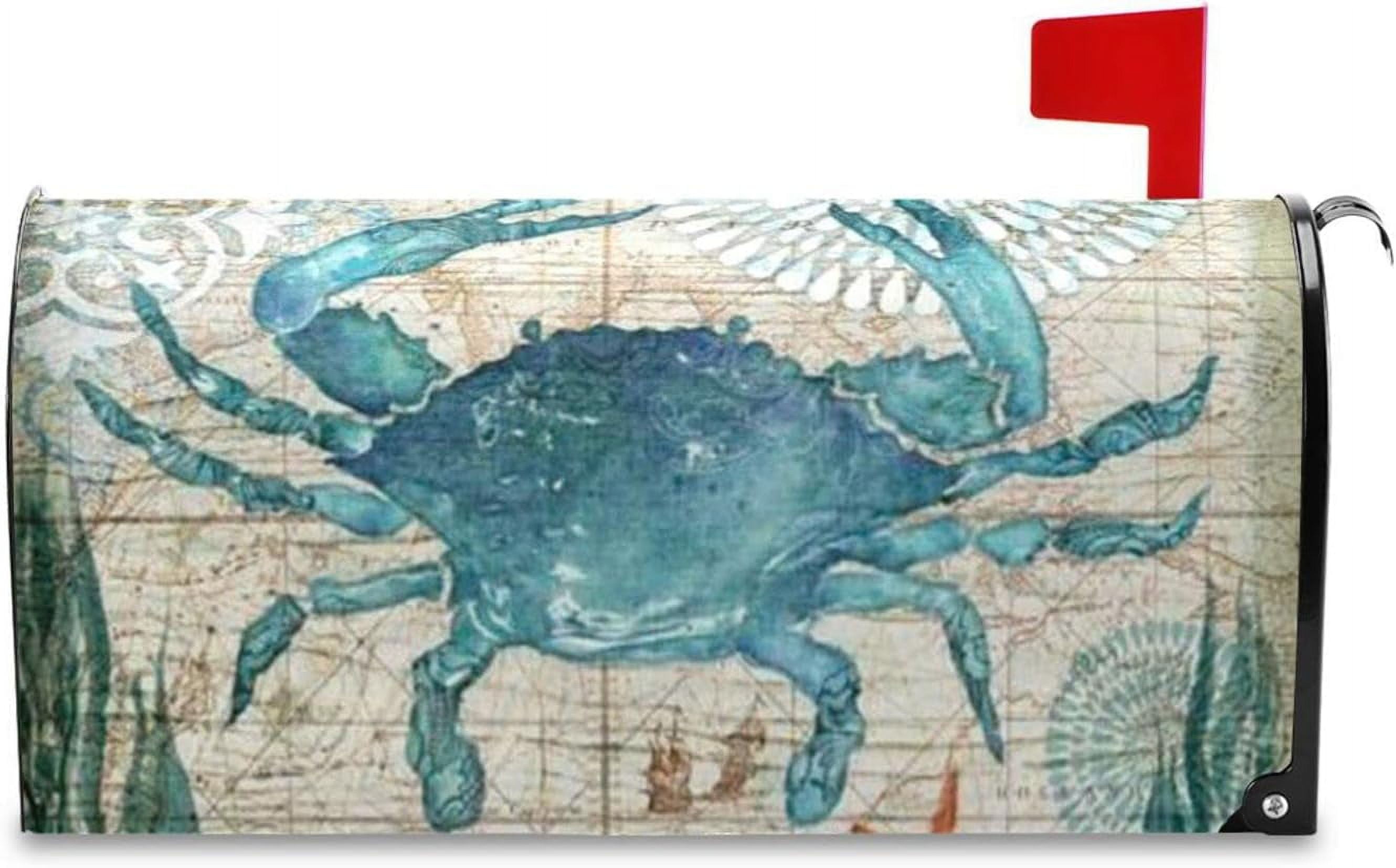Ocean Crab Magnetic Mailbox Cover MailWraps Garden Yard Home Decor for ...