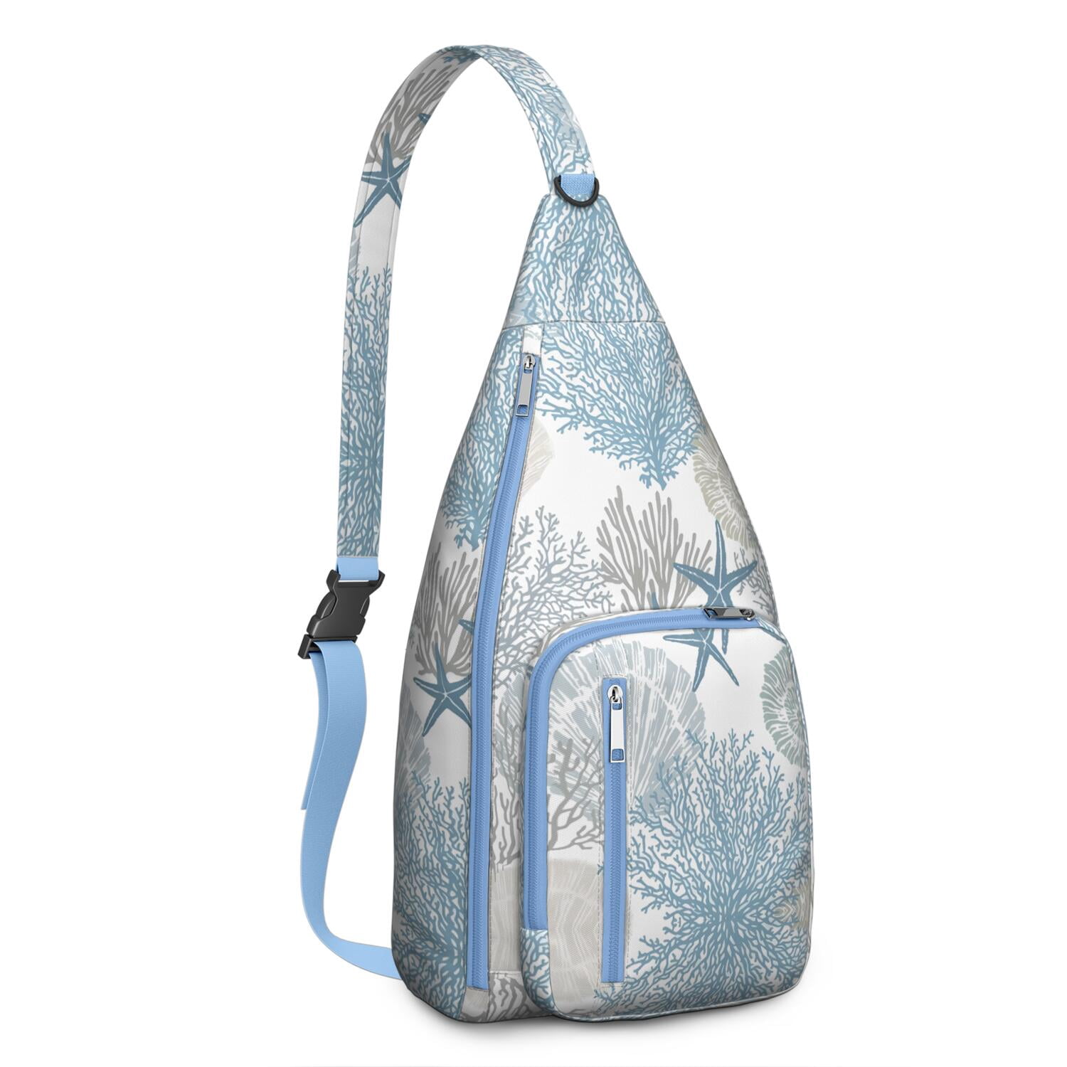 Ocean Creature Chest Bag - Cute Cartoon Starfish & Seahorse Print ...
