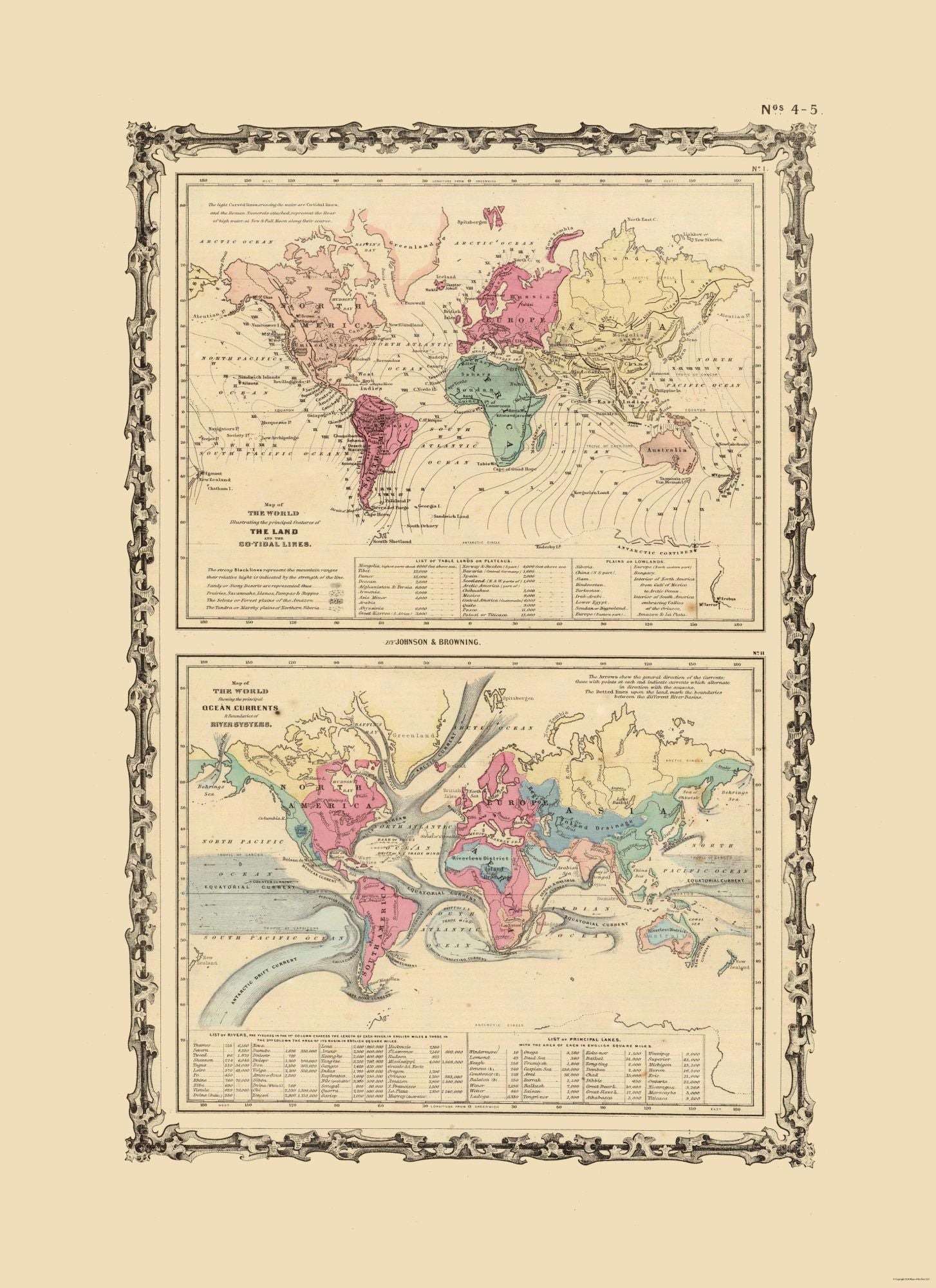 Historic Nautical Map - Ocean Currents River Systems - Johnson - 23 x ...
