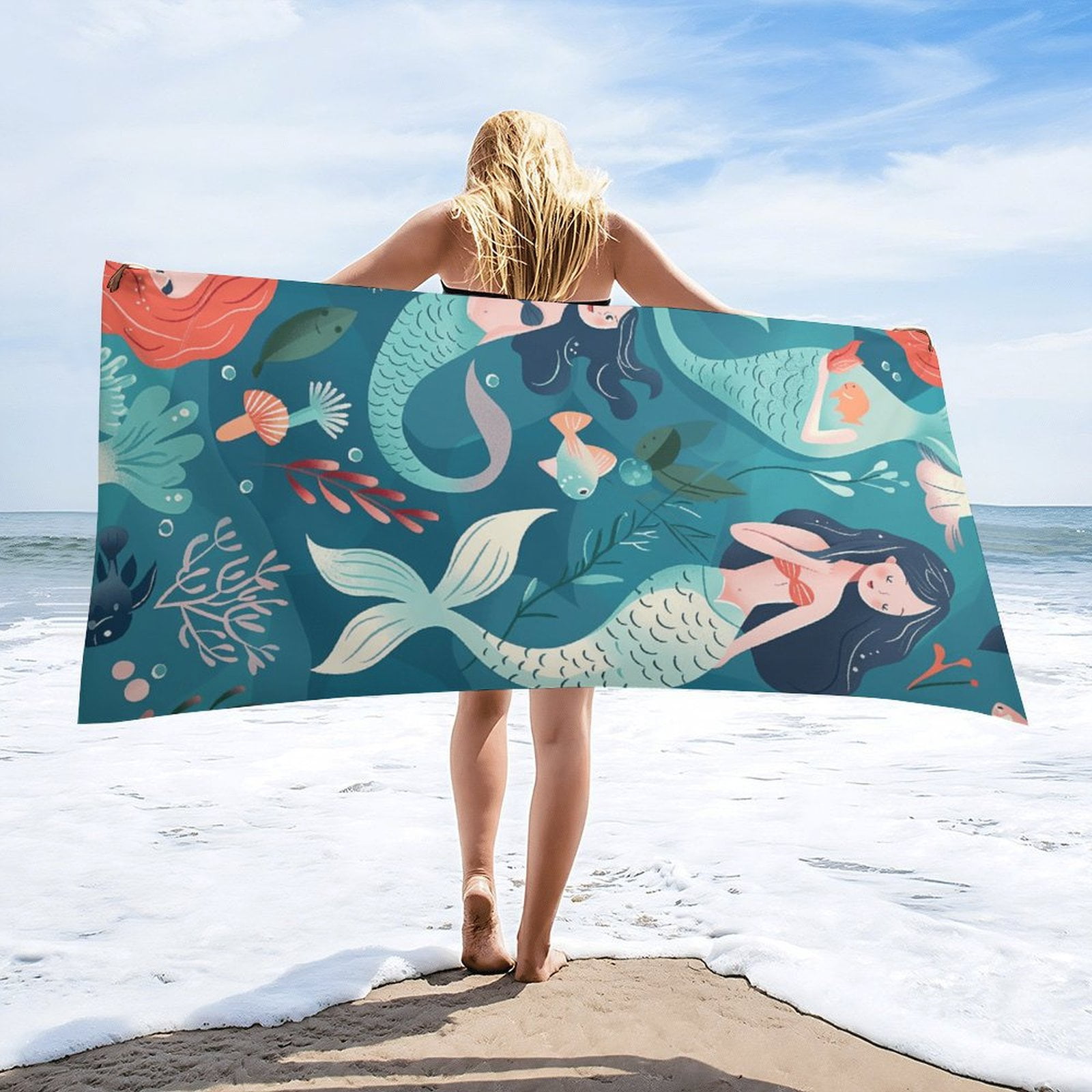 Ocean Cute Mermaid Beach Towel – with A Unique Design, Extra Large,XL ...