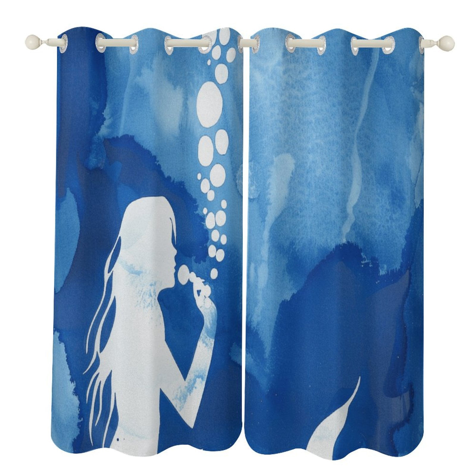 Ocean Cute Mermaid Modern Window for Living Room Curtains for Child ...