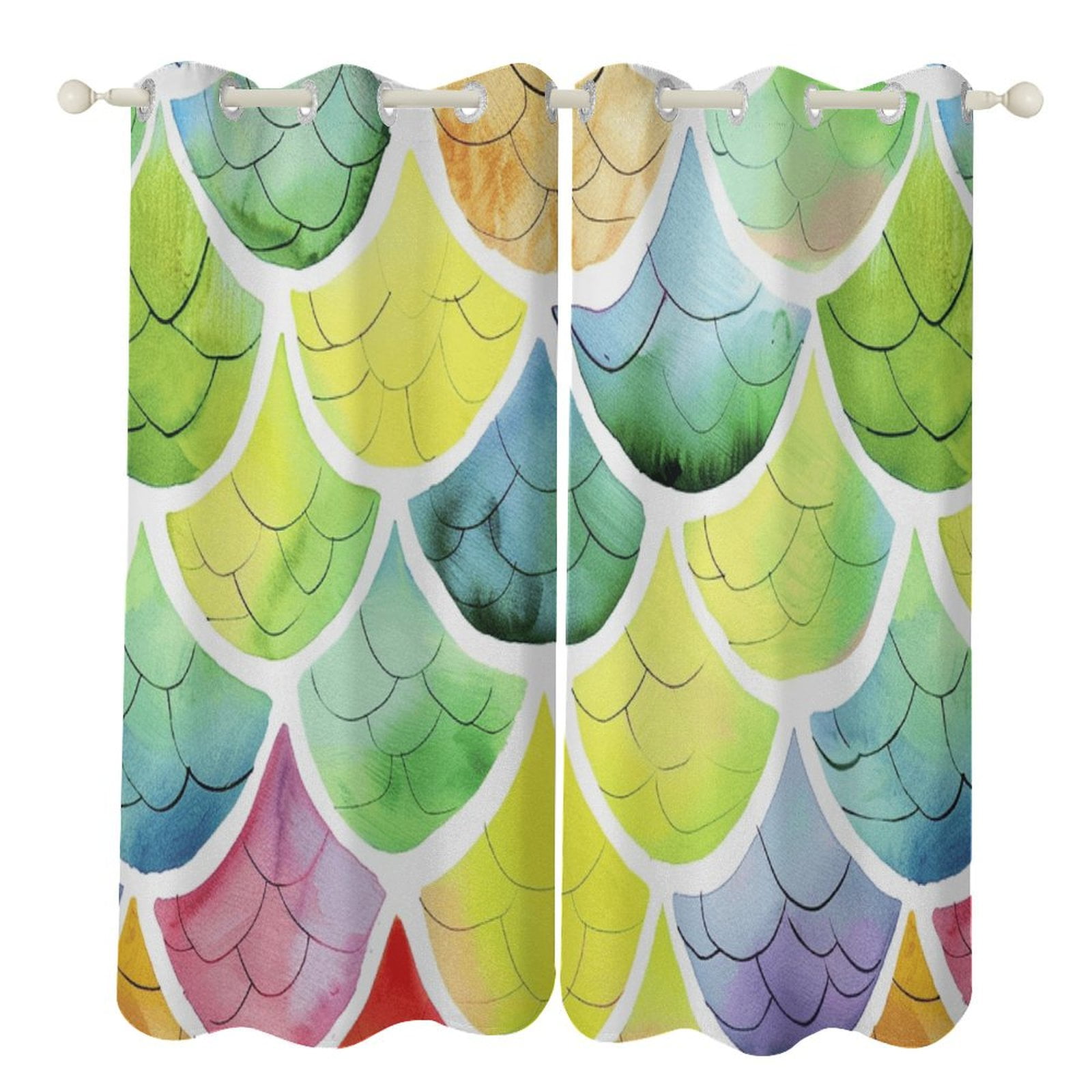 Ocean Cute Mermaid Modern Window for Living Room Curtains for Child ...