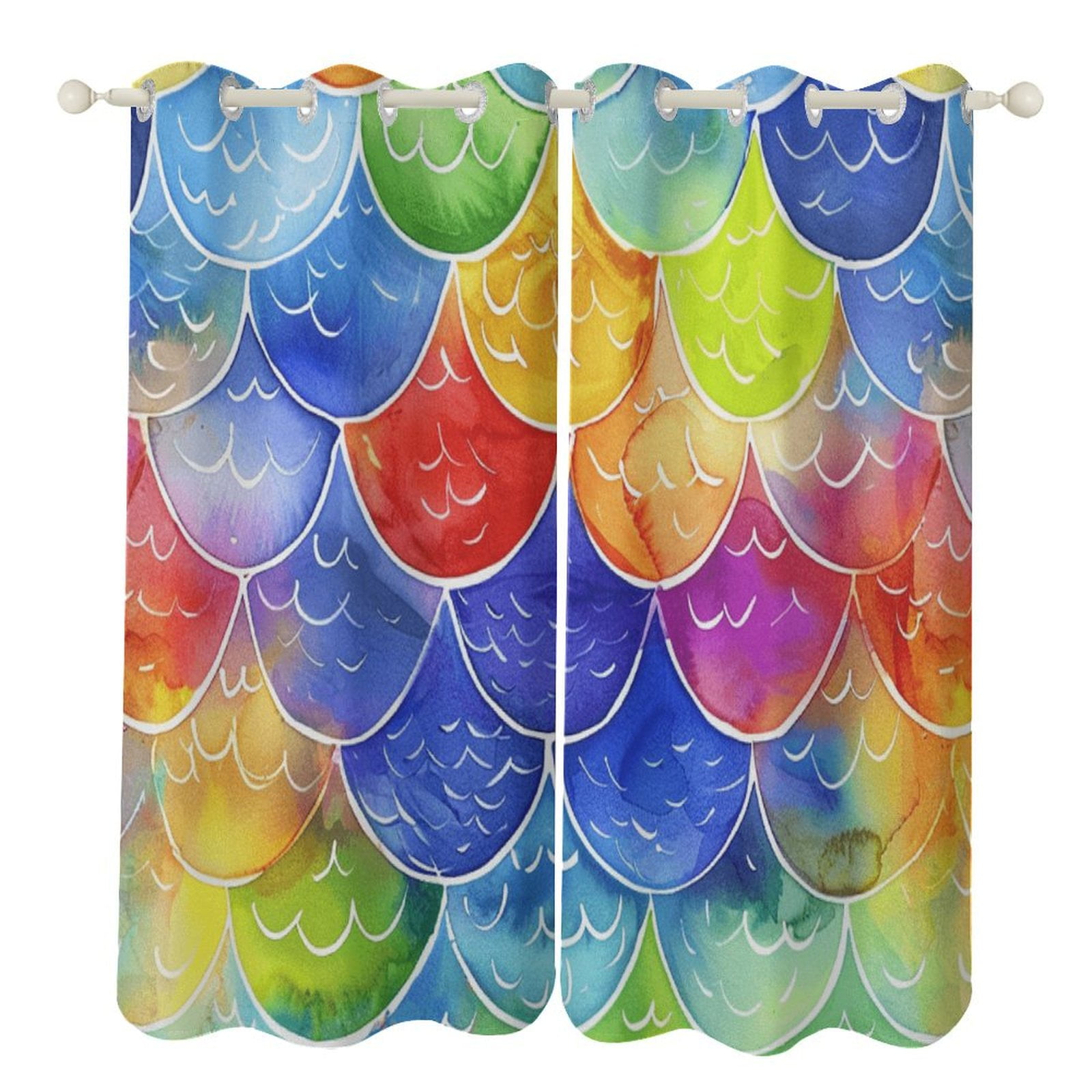 Ocean Cute Mermaid Modern Window for Living Room Curtains for Child ...