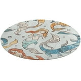 Ocean Cute Mermaid Soft Bedroom Round Area Rug, Washable Cute Nursery ...