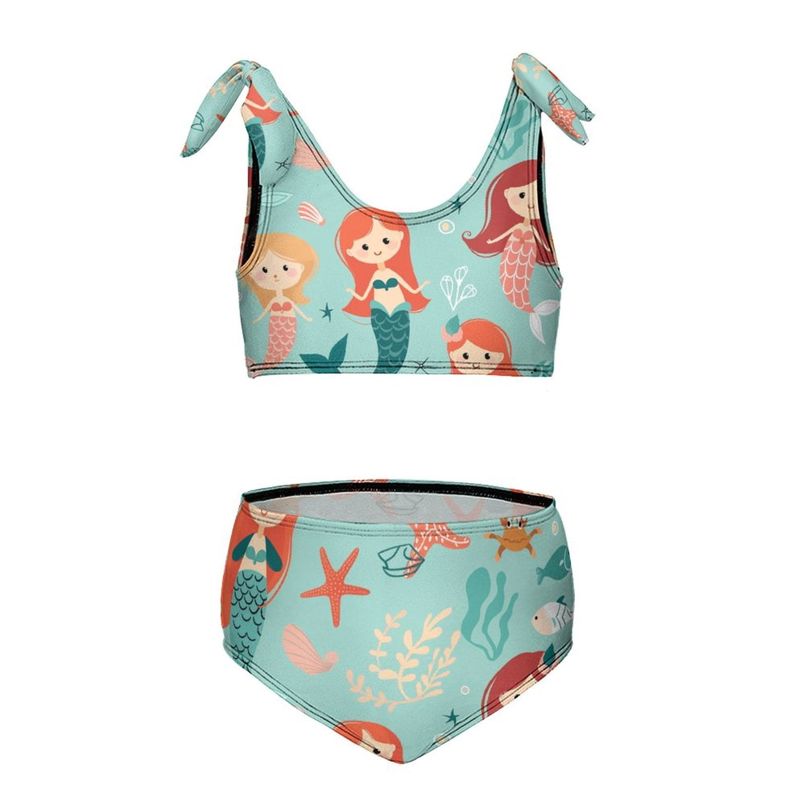 Ocean Cute Mermaid Two Piece Swimsuit Set, Bikini Swimsuit Suitable for ...