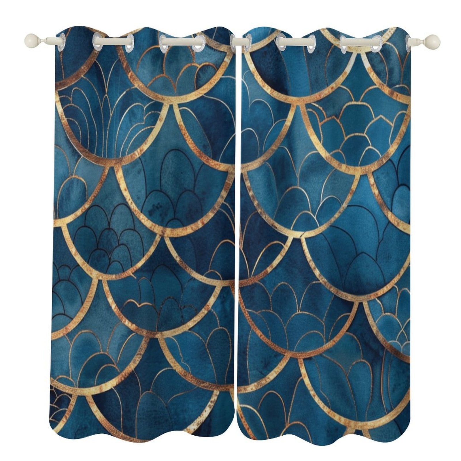Ocean Cute Mermaid Window Curtain Panels Grommet Blackout Curtains ...