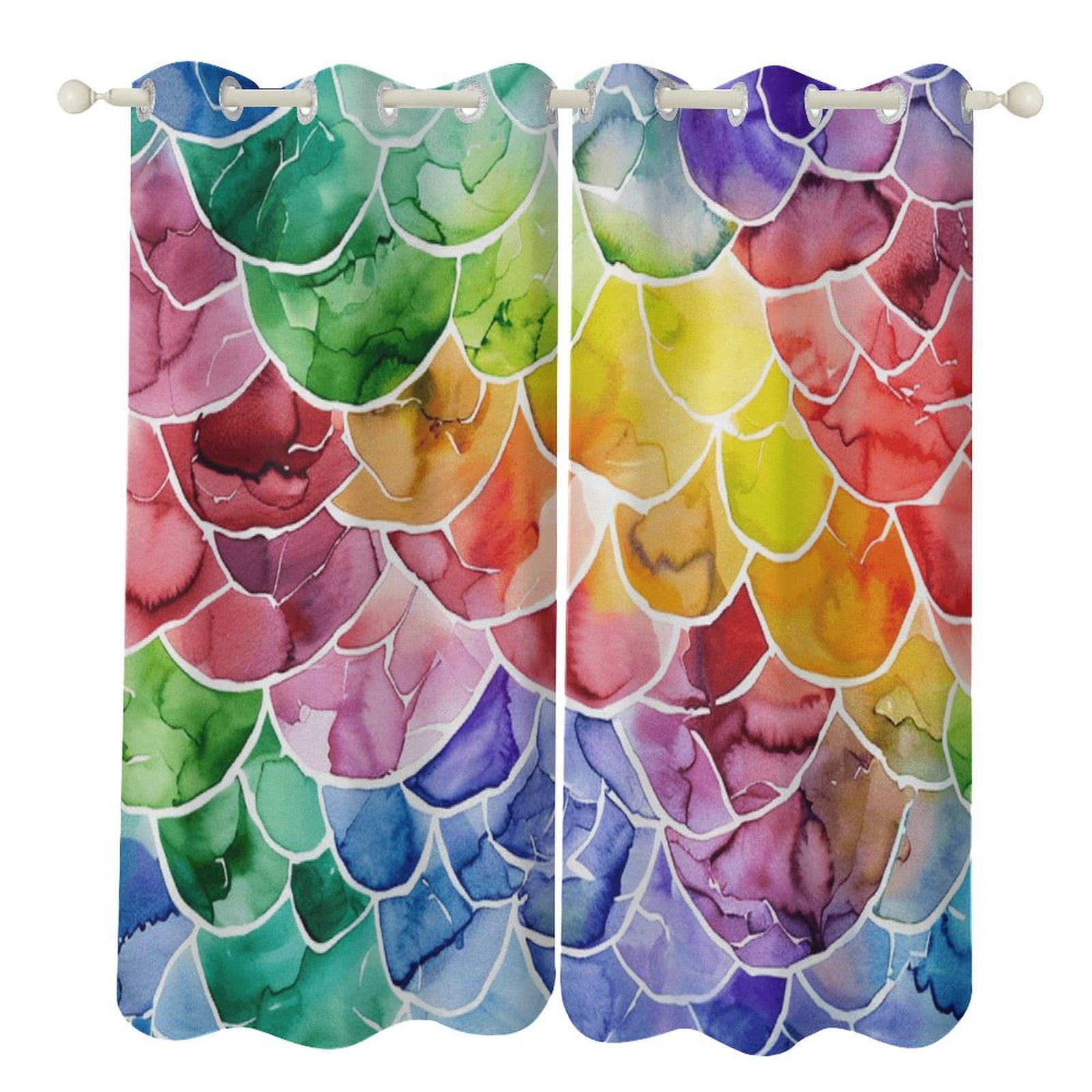 Ocean Cute Mermaid Window Curtain Panels Grommet Blackout Curtains ...