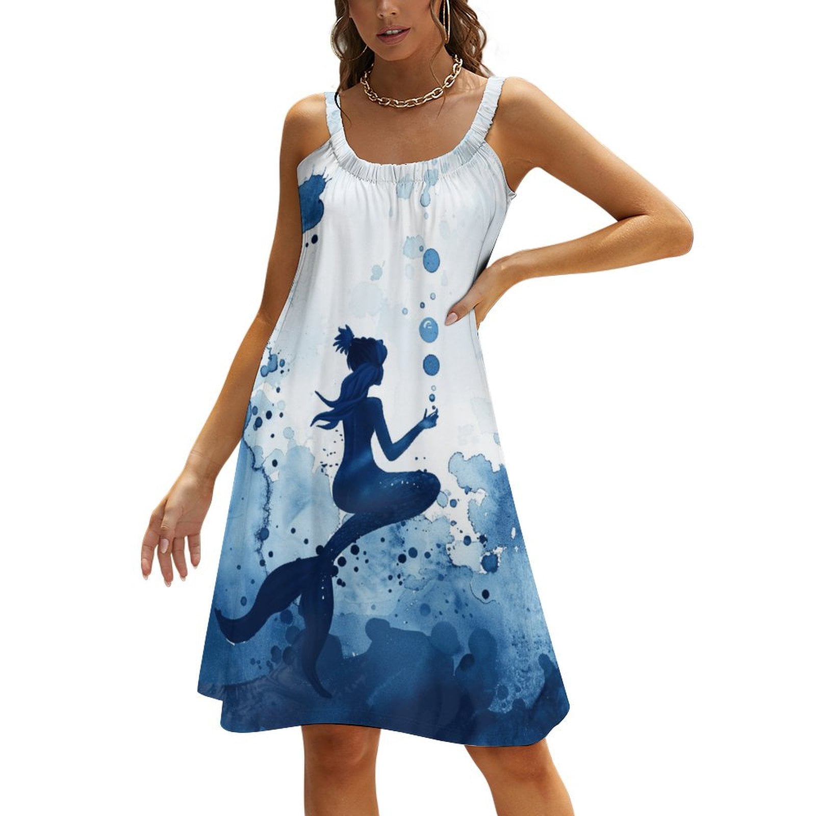 Ocean Cute Mermaid Women's Summer Dresses 2025 Beach Casual Sleeveless ...
